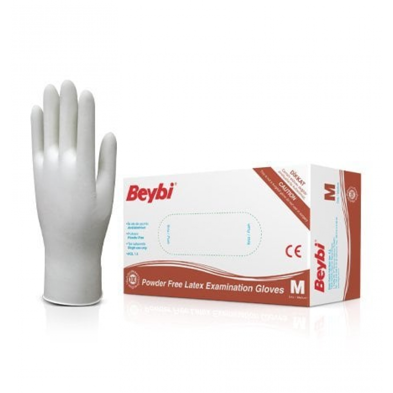 Beybi Lateks Muayene Eldiveni (Pudrasız) L 100 Adet/Kutu